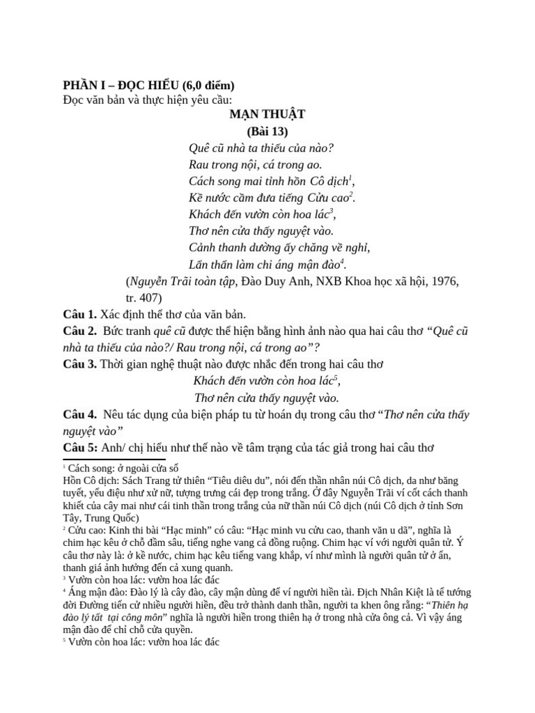 De On Tap So 3 Giua Ky II Lop 10 | PDF