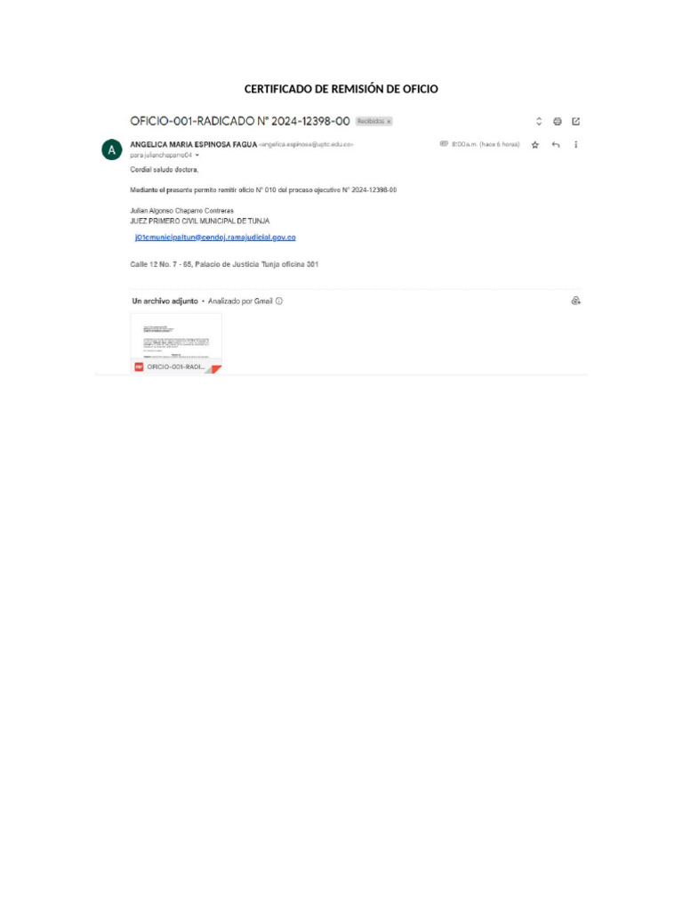 Certificado de Remisión de Oficio | PDF