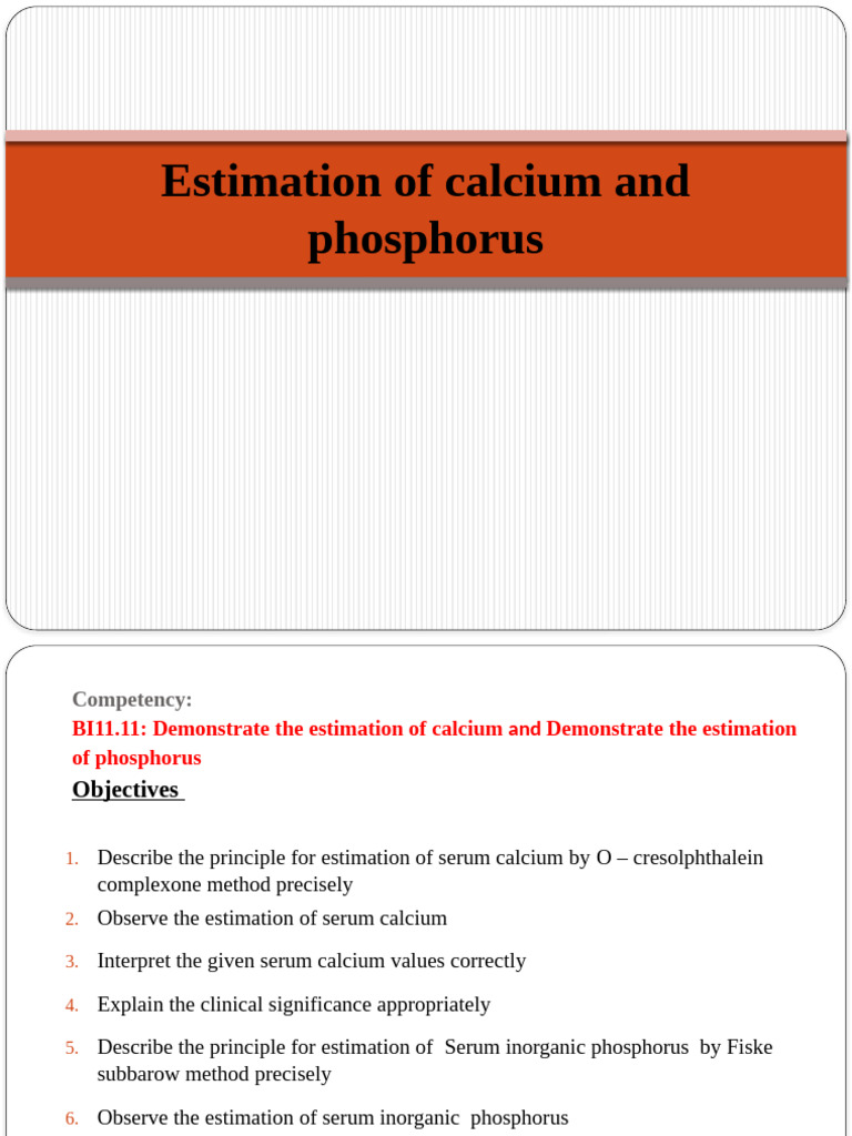 Estimation of Calcium Phosphrous | PDF