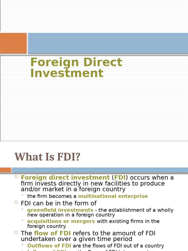 Understanding Foreign Direct Investment (FDI) | PDF | Foreign Direct ...