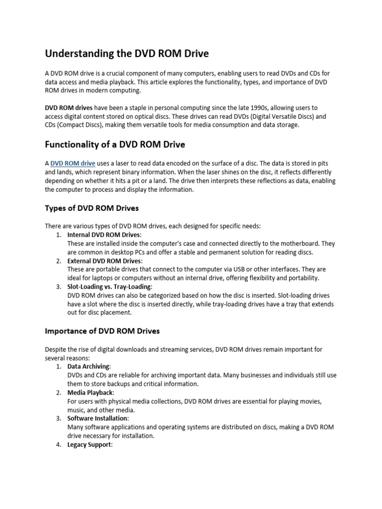 Understanding The DVD ROM Drive | PDF | Dvd | Read Only Memory