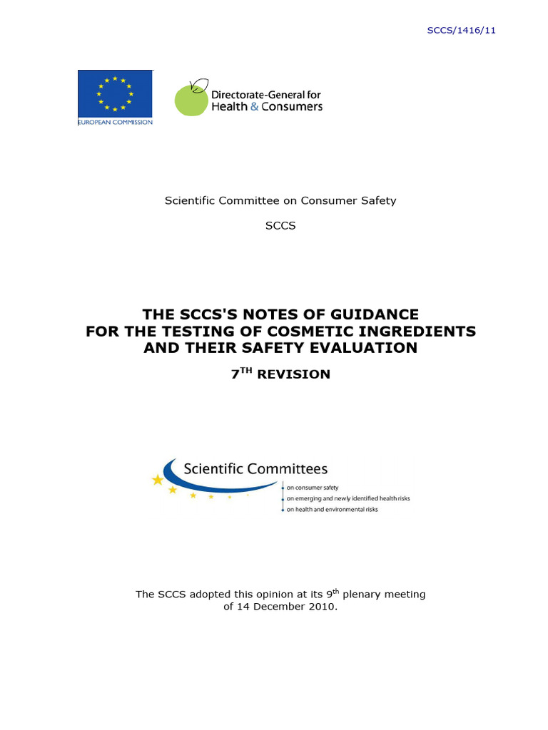 SCCS Guidance for Cosmetic Safety Testing | PDF | Cosmetics | Ultraviolet