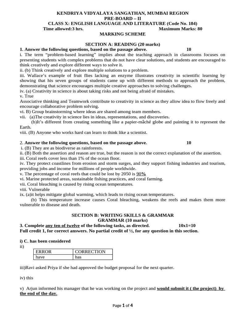English X MS Set 1 PB 2 | PDF | Creativity | Coral
