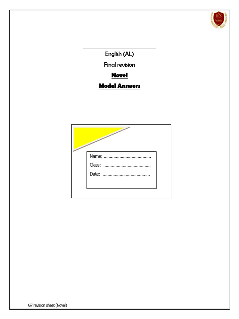 G7 Novel Revision Sheet: Model Answers | PDF | Oliver Twist