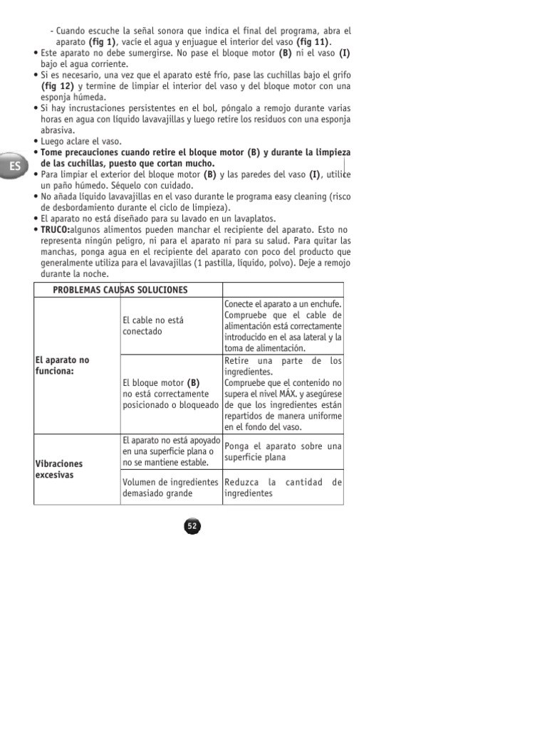 Manual de Usuario Moulinex Easy Soup (Español 3) | PDF | Lavavajillas