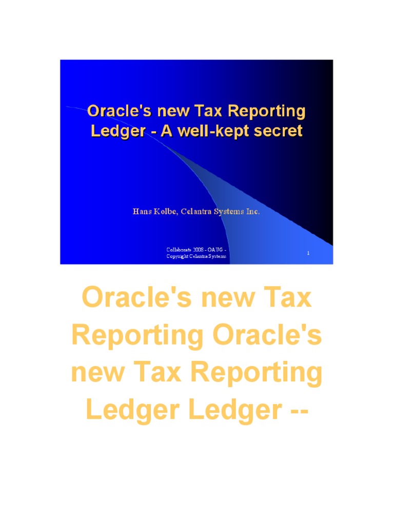 Oracle EBtax - Tax Reporting Ledger | PDF | Debits And Credits | Invoice