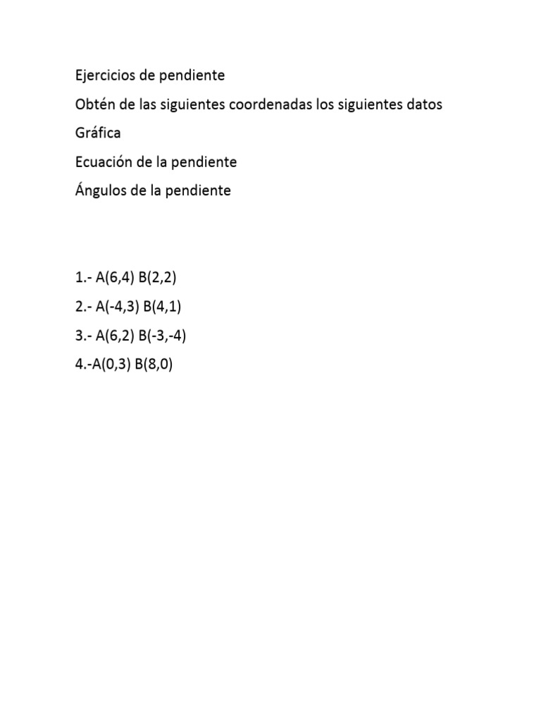 Pendiente Ejercicios | PDF
