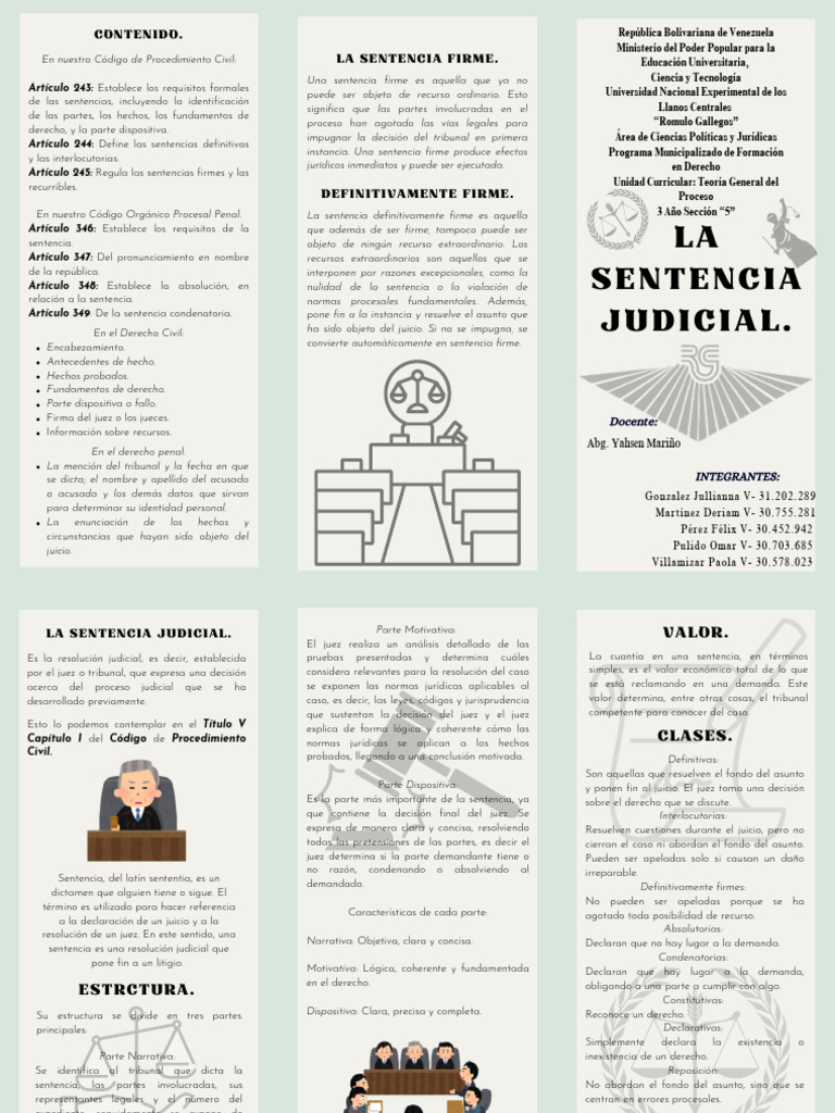 Tríptico Teoría General Del Proceso | PDF | Sentencia (ley) | Juez