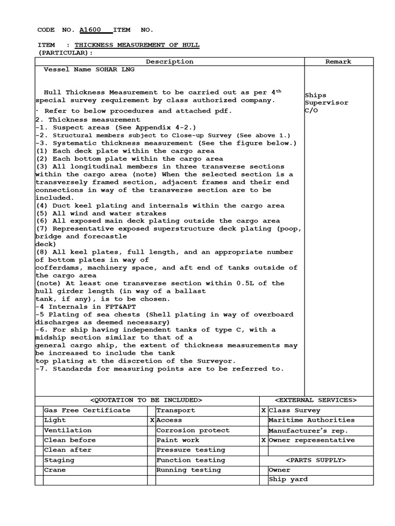 Hull Thickness Measurement Guidelines | PDF | Hull (Watercraft) | Deck ...