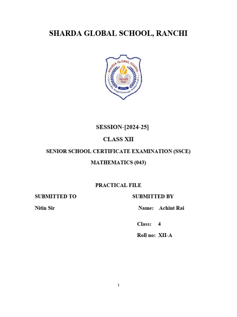 Maths Front Page | PDF