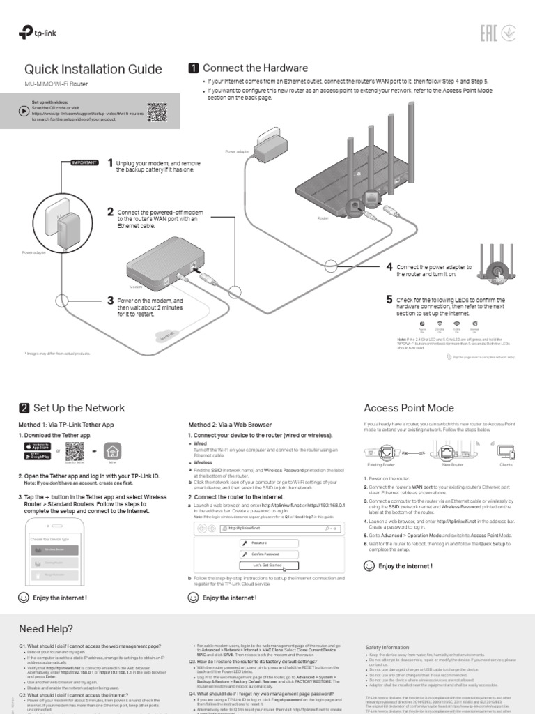 Archer A6 (US) - QIG - V1 | PDF | Wi Fi | Computer Network