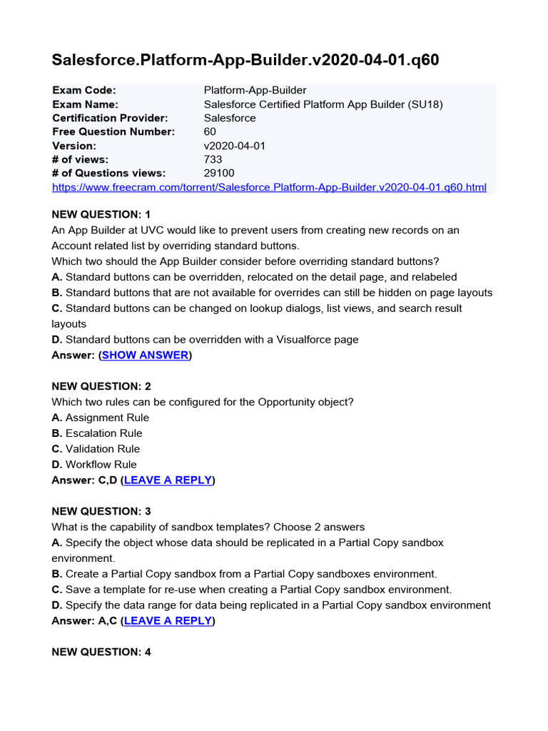 Salesforce Platform App Builder Exam Guide | PDF | Computing | Software