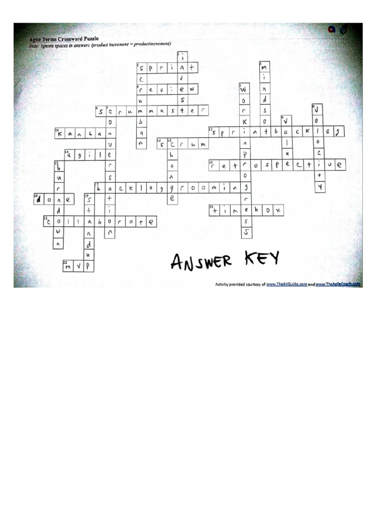 0921 Resource Agiletermscrossword Answerkey | PDF