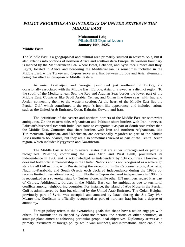 U.S. Policy in the Middle East Explained | PDF | Middle East | Iraq