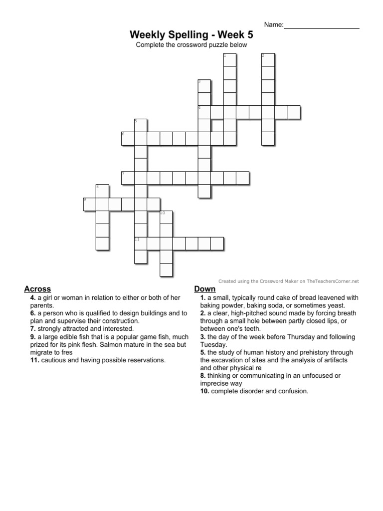 Week5 Spelling Crossword | PDF
