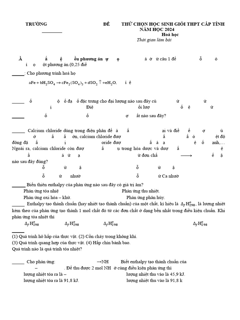đề thi hsg cấp trường 2024 lần 2 tháng 9 hs | PDF