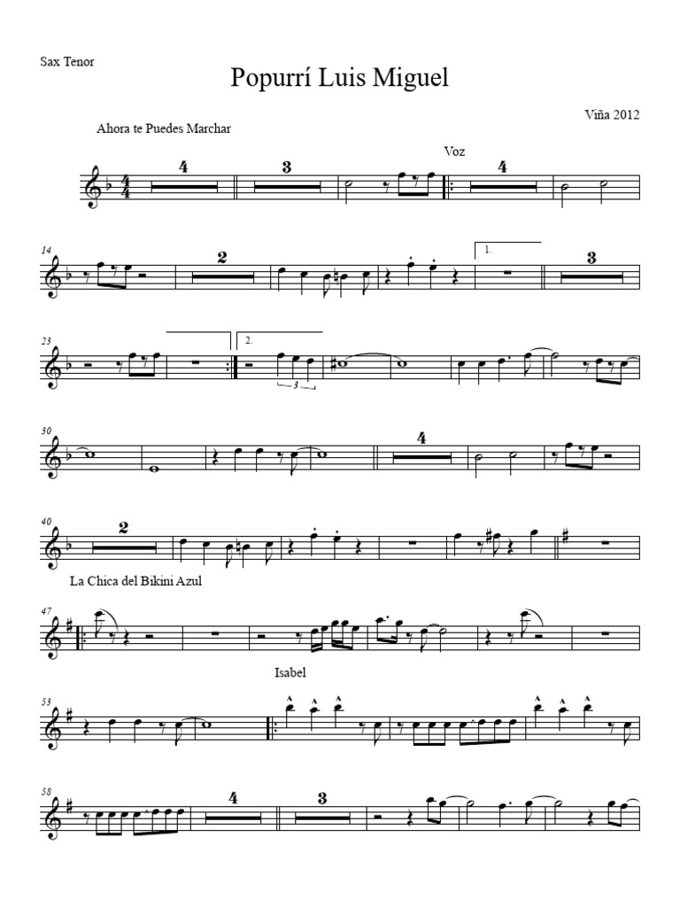 Popurri Luis Miguel Viña Tenor - 054723 | PDF