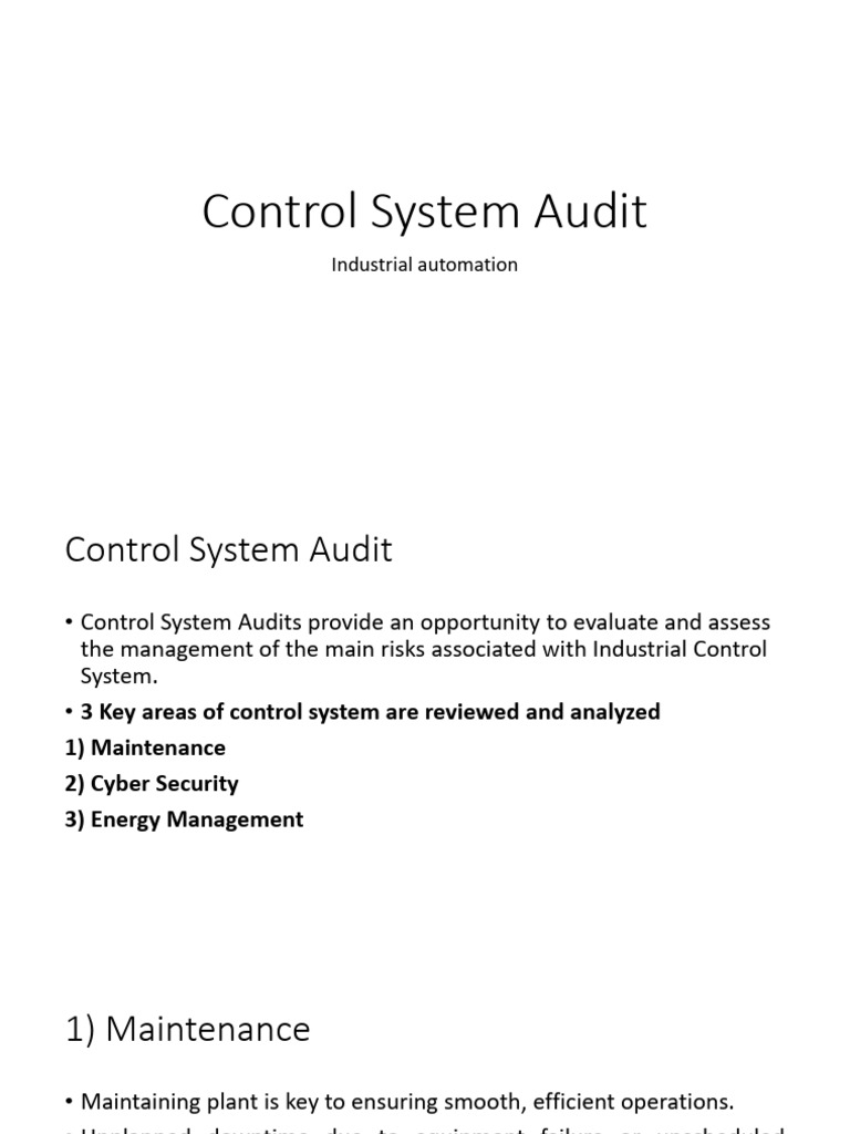 Control system audit | PDF | Energy Management | Efficient Energy Use