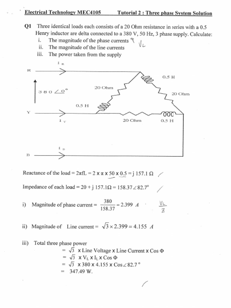 02 3-Phase Tutorial Solution | PDF