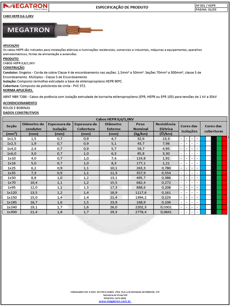 Megatron - HEPR 0,6-1,0KV - REV03 | PDF