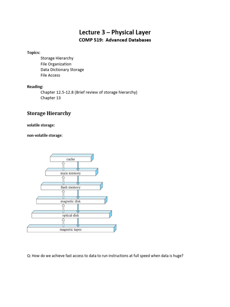 Lecture 3 - Physical Storage Systems - template | PDF