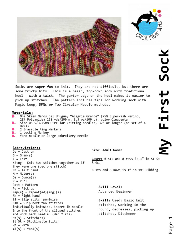 My First Sock | PDF | Knitting | Knitting Needle