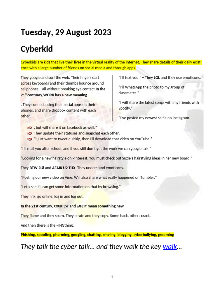 Cyber Kid | PDF