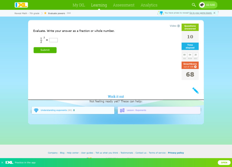 IXL Evaluate Powers 8th Grade Math | PDF | Learning