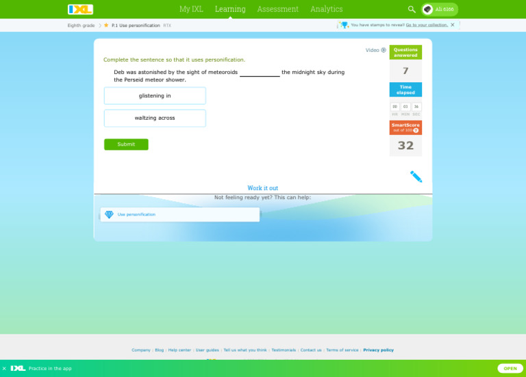 IXL Use Personification 8th Grade Language Arts | PDF | Outer Space ...