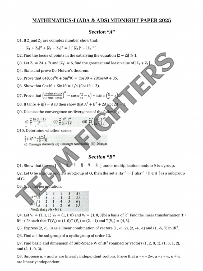 Math For BSC Important 2025 | PDF