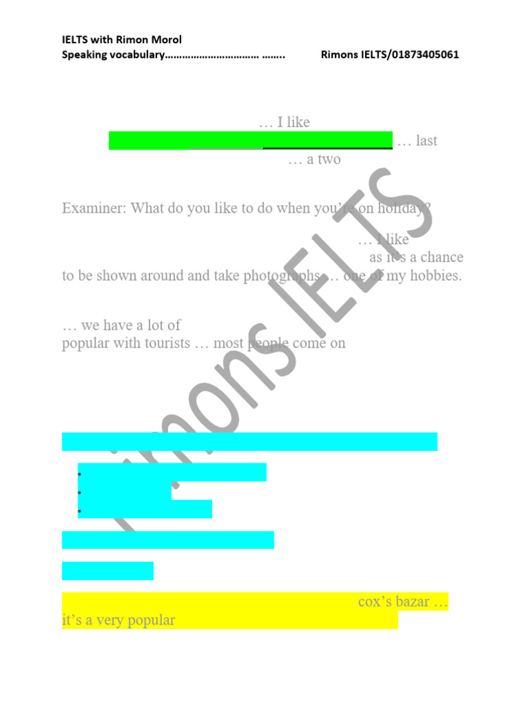 IELTS Speaking Vocabulary Guide | PDF | Internet | Computer Network