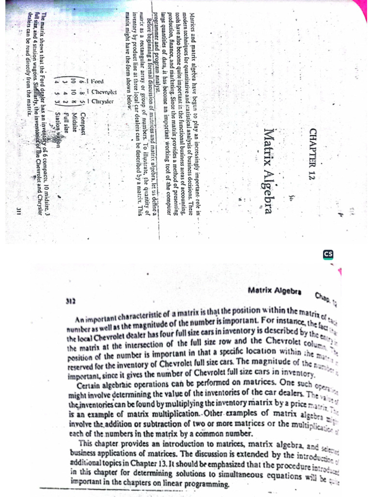 Matrix Algebra | PDF