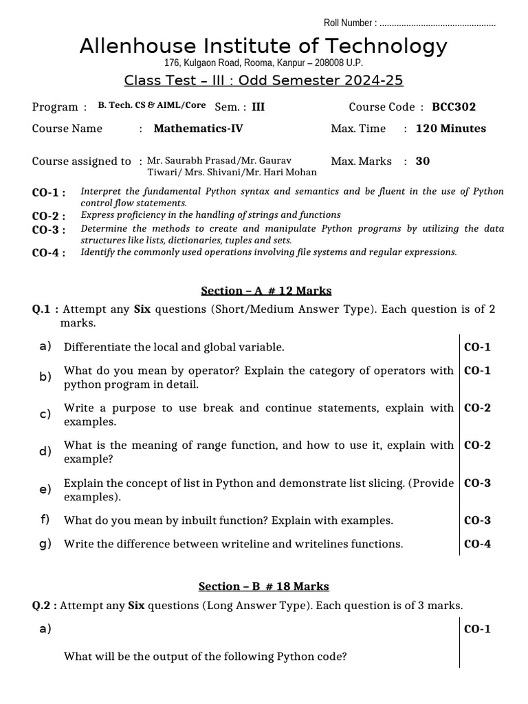 CT-3_Template | PDF | Python (Programming Language) | Programming Paradigms