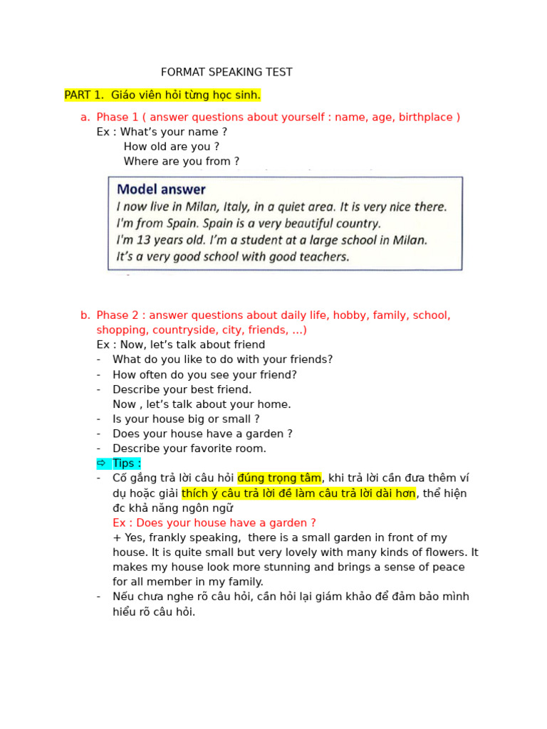 Format Speaking Test | PDF