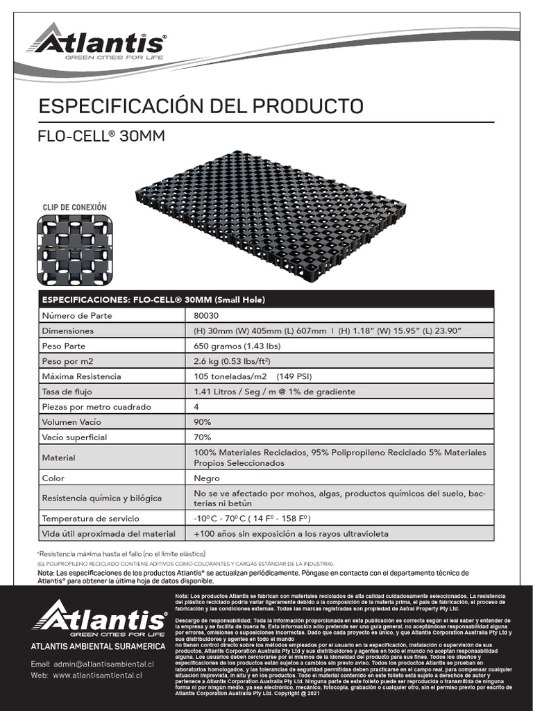80030 - Atlantis Flo-Cell 30mm small hole (Ficha Tecnica) | PDF