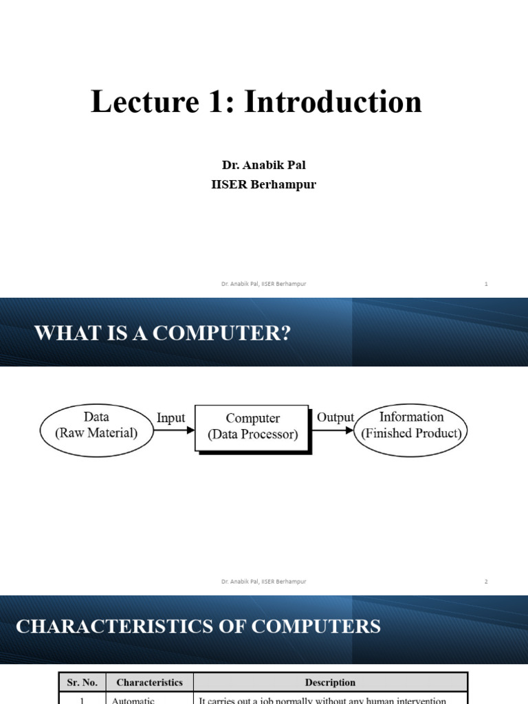 Computer Lec1 {Introduction to Compter} | PDF | Supercomputer | Computer Hardware