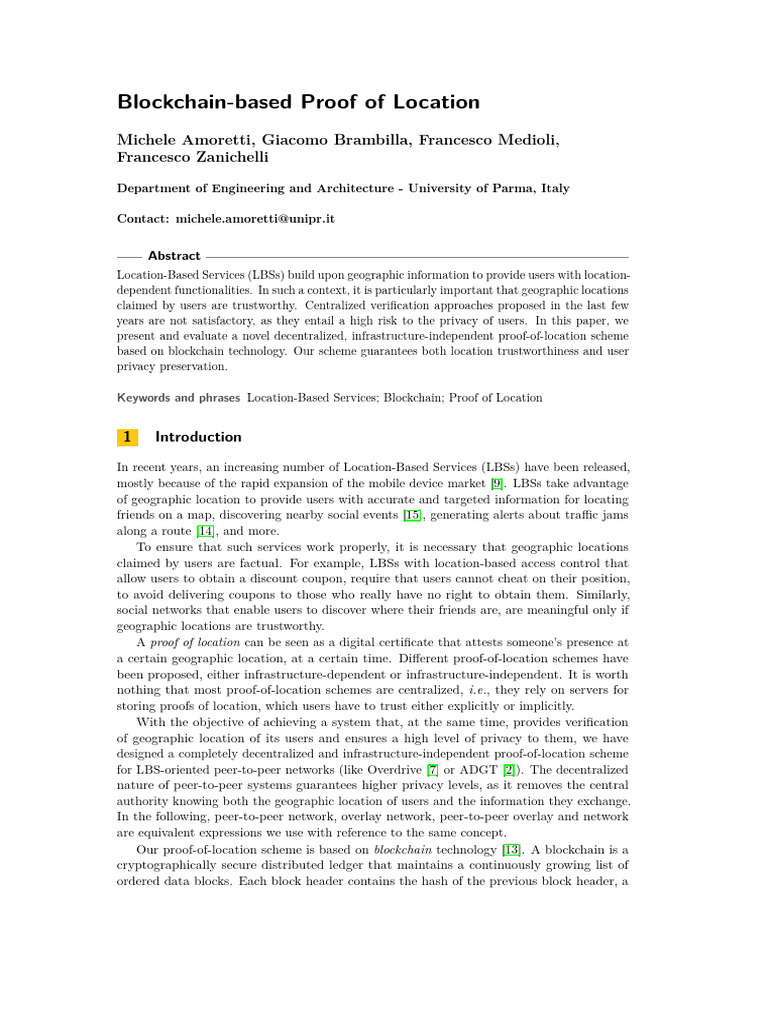 Decentralized Blockchain Proof of Location | PDF | Vertex (Graph Theory ...