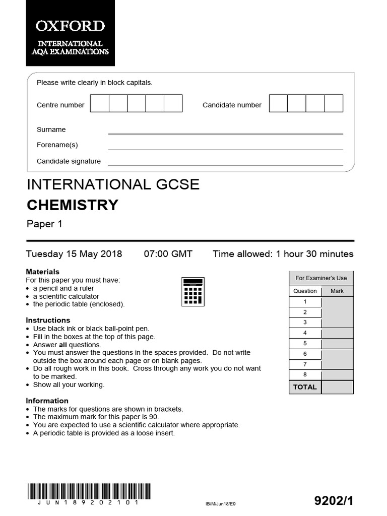 11 2018 June Chem Paper 1 Qp | PDF | Chemical Reactions | Combustion