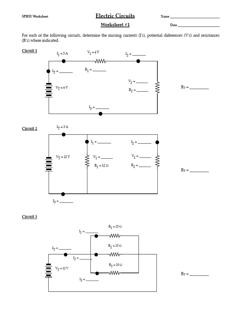 Electricity Circuits WS1 | PDF