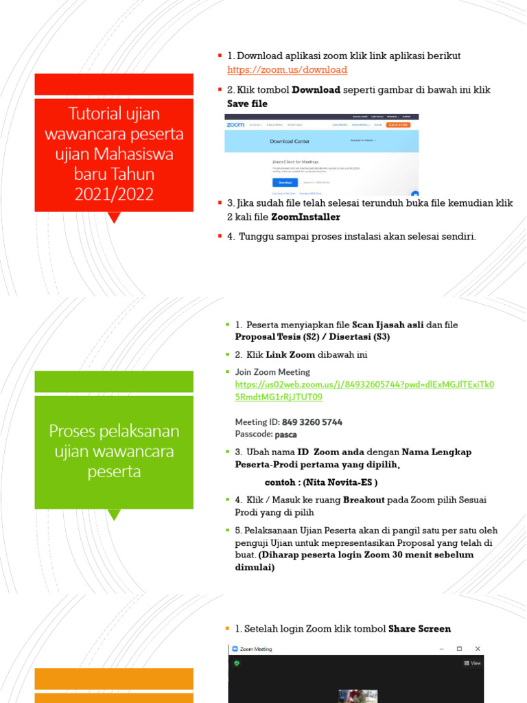Tutorial ujian wawancara peserta ujian Mahasiswa baru (1) | PDF