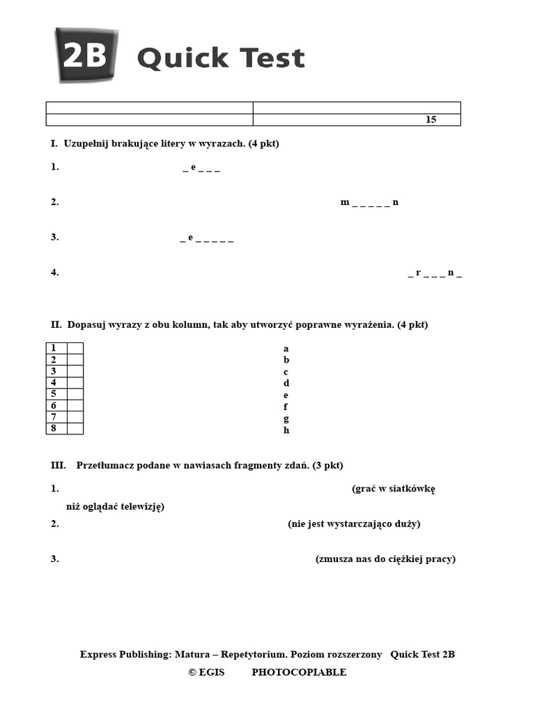 Matura Repetytorium PR Quick Test 2B | PDF | Bedroom | Home