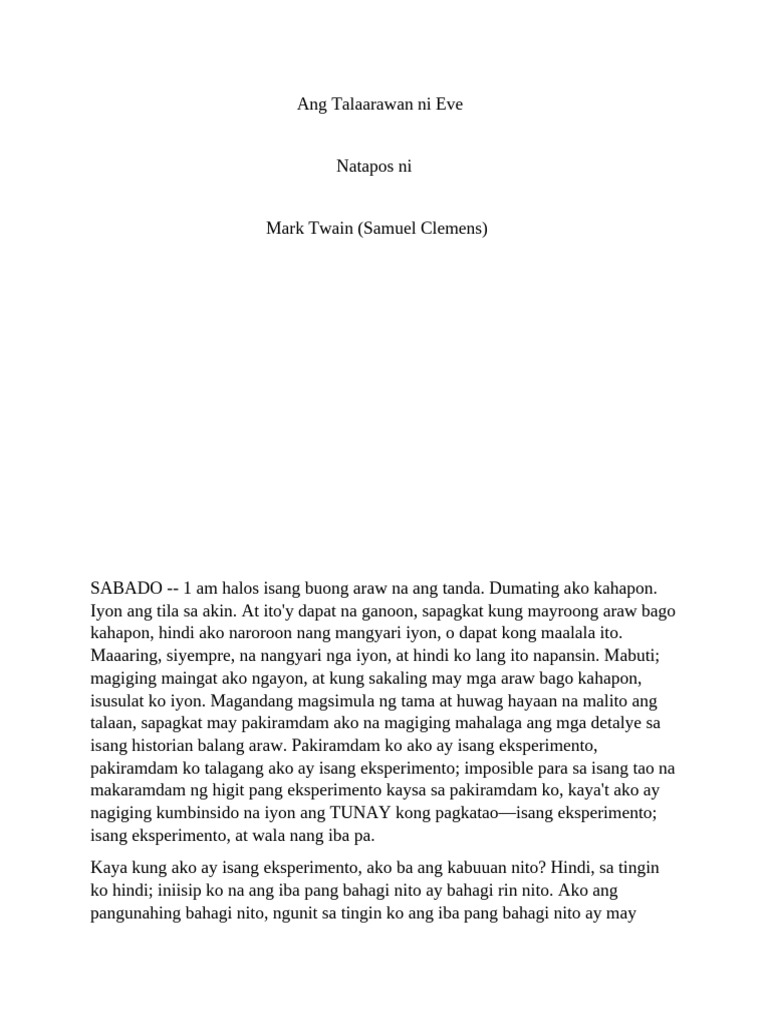 Ang Talaarawan Ni Eve | PDF