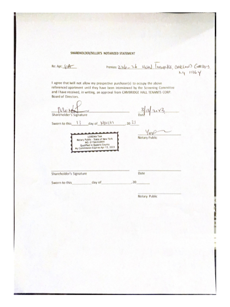 Seller's Notarized Statement | PDF