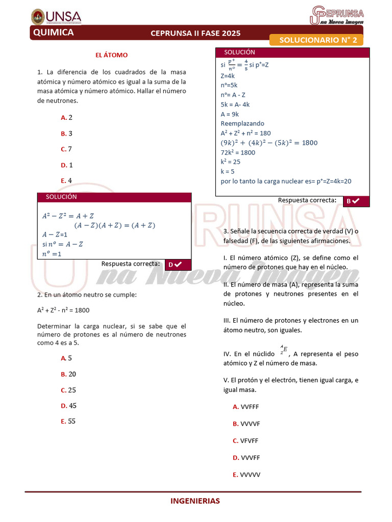 Solucionario de Química: Átomo y Radiactividad | PDF | Fisión nuclear ...