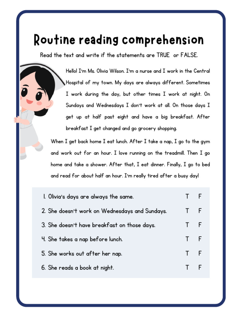 Reading Comprehension -Simple Present | PDF