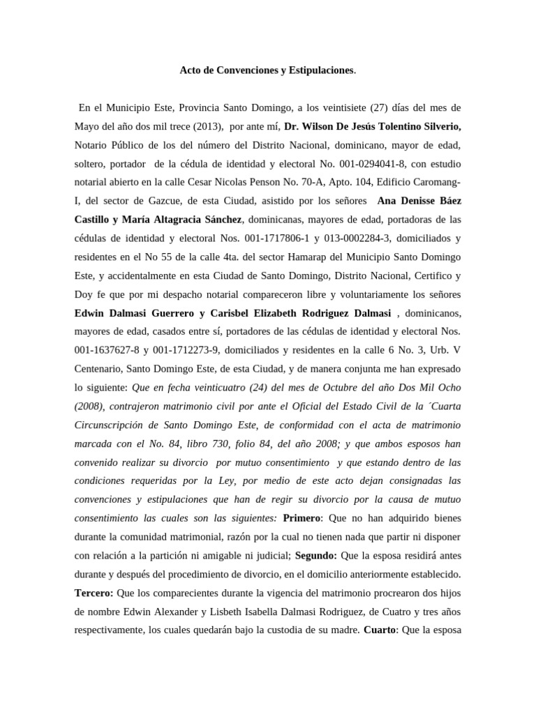 Acto_de_convenciones_y_estipulaciones mio | PDF | Divorcio | Matrimonio Acto_de_convenciones_y_estipulaciones mio | PDF | Divorcio | Matrimonio