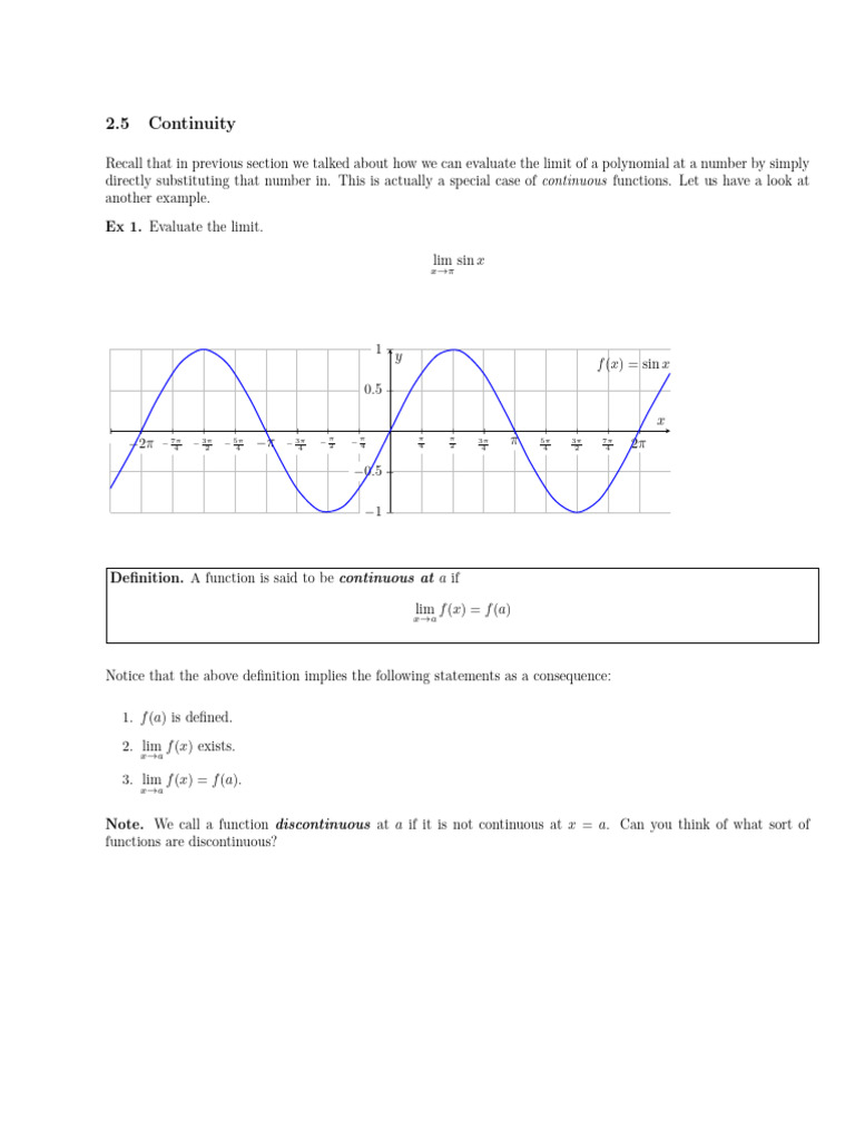 2.5 Continuity | PDF | Continuous Function | Function (Mathematics)