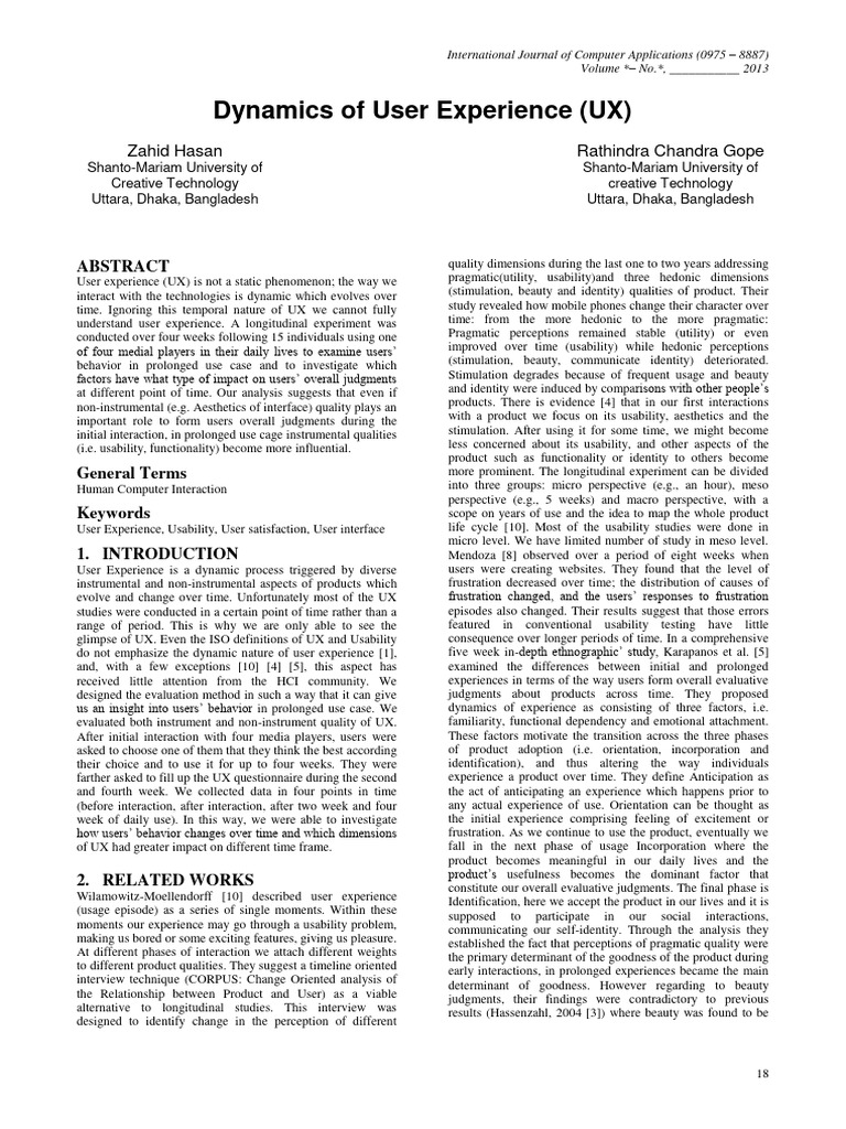 Dynamics of User Experience Study | PDF | User Experience | Usability