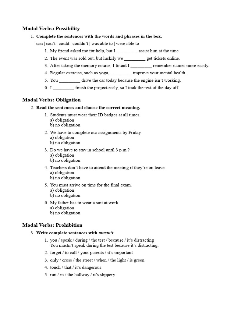 Modals 4 Eso Jorgkenainpat | PDF | Verb | Linguistics