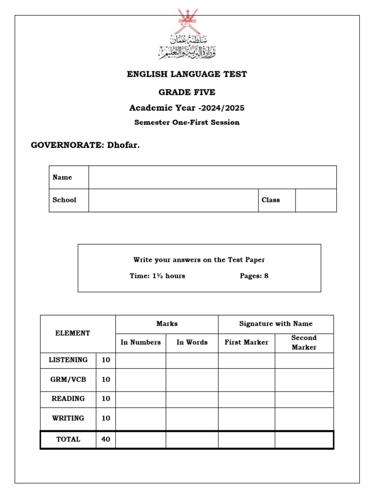 Grade 5 Final Exam (1) | PDF